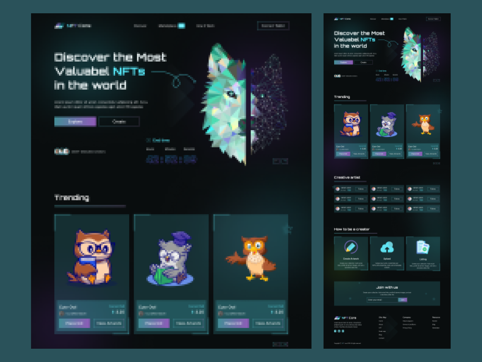 NFT Marketplace landing page by FalconThought on Dribbble