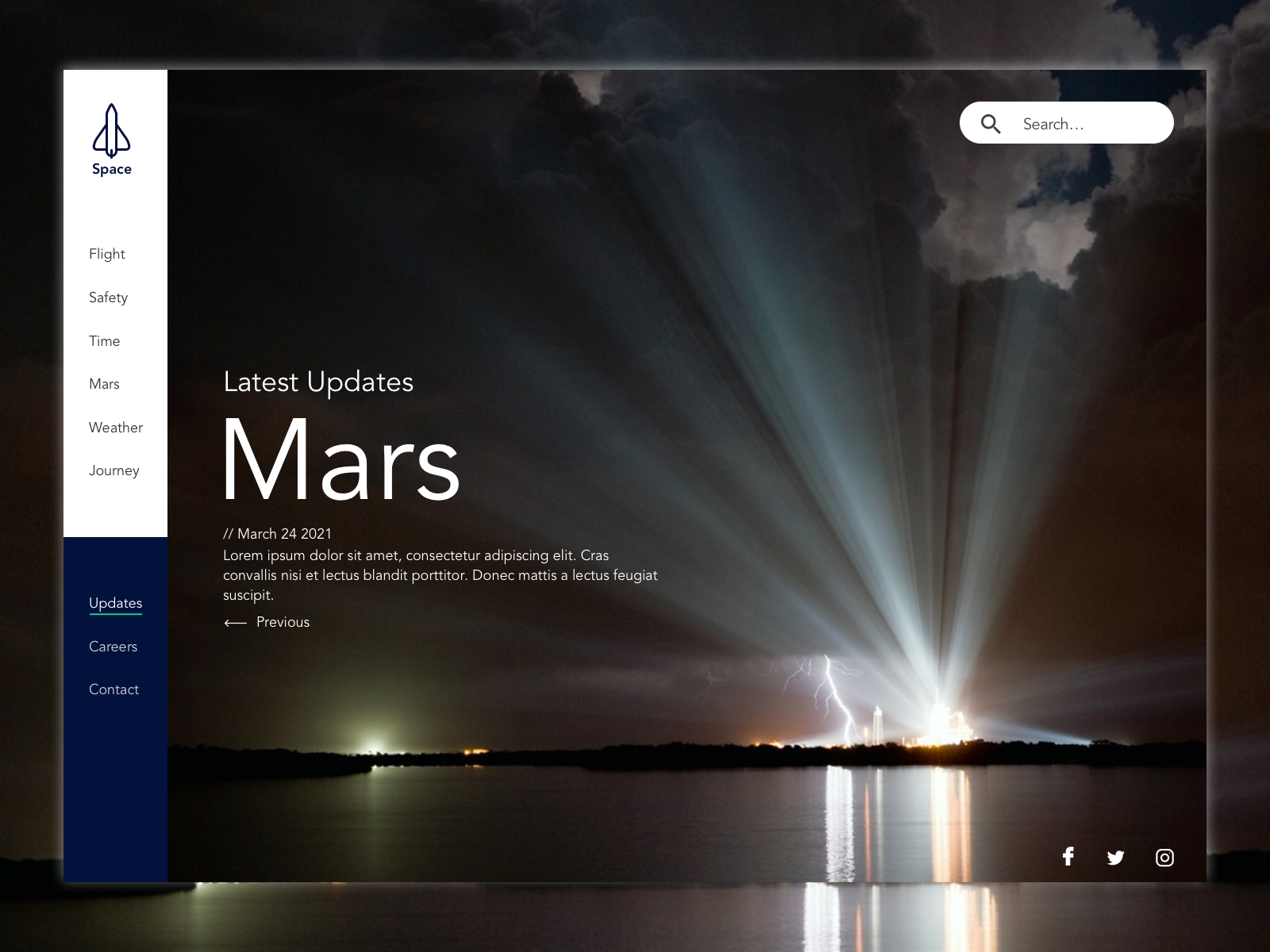 Space Website Theme Vertical Navigation by Dermot McDonagh on Dribbble