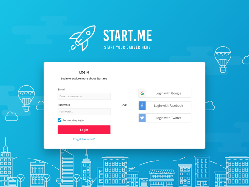 Login Page - Start.me by Fahrizal on Dribbble
