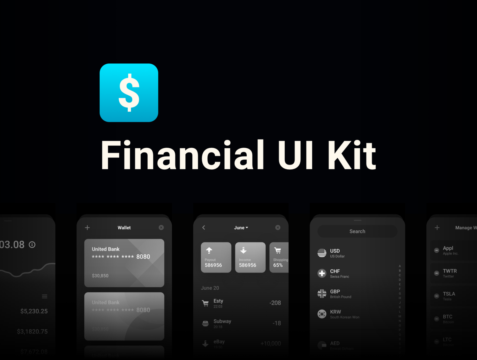 Financial App UI Kit by Ann on Dribbble