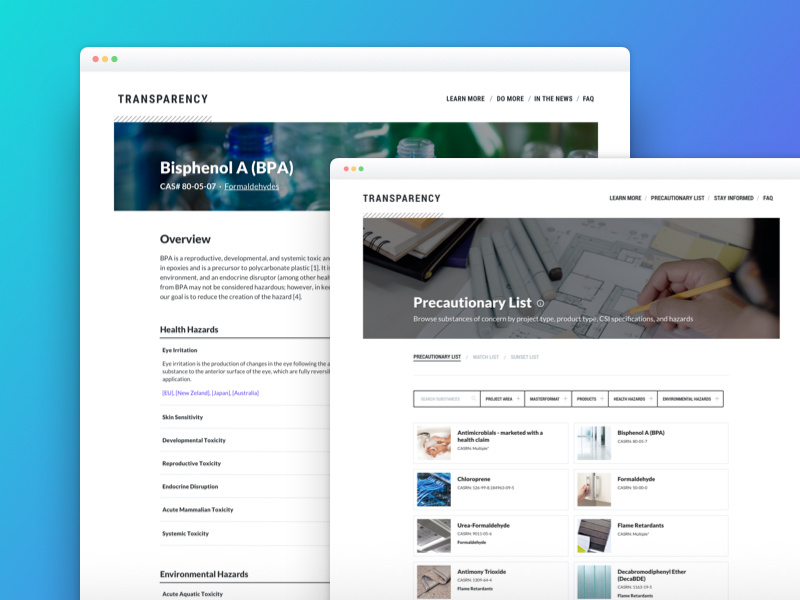 Perkins + Will Transparency Site Redesign - Precautionary List by Alex ...