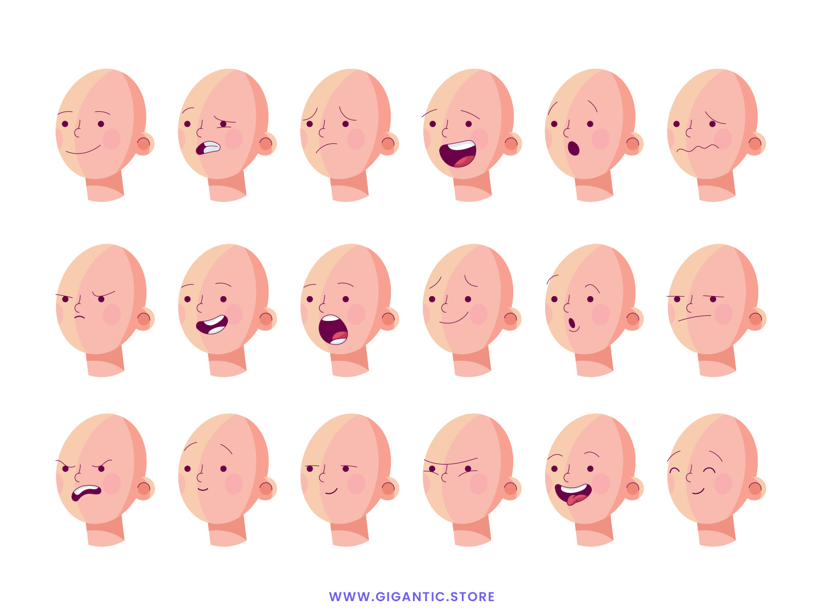 2d Facial Expressions, Motion Design Friendly Characters by Gigantic ...