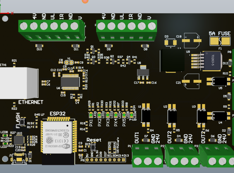 Esp32 With Ethernet Controlling 24v Motors And Proximity Sensors By