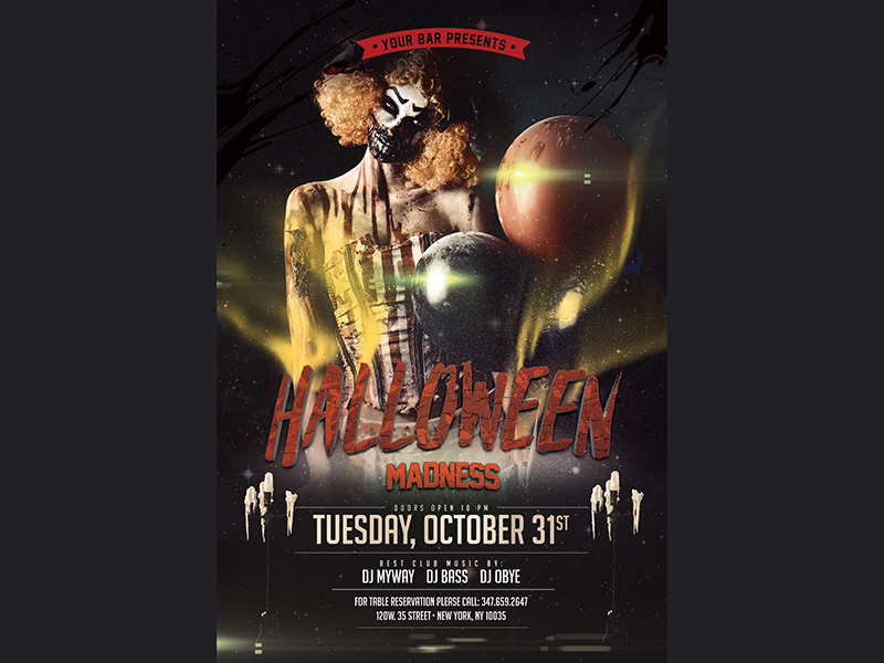Halloween Clown Flyer by MadridNYC on Dribbble