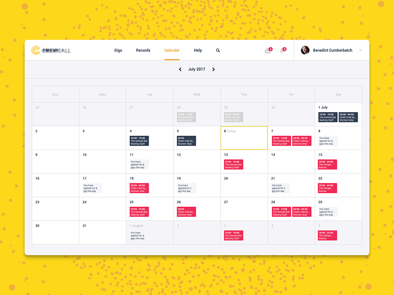 Calendar View by Tomek Zelmanski on Dribbble