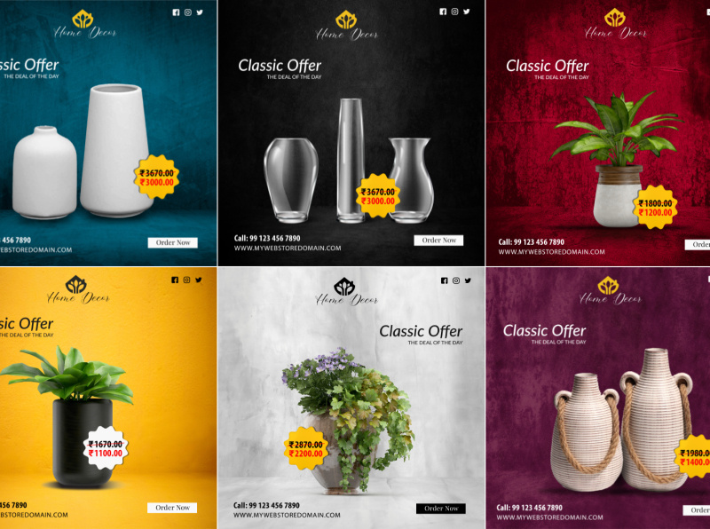 Flower Vase Social Media Post Design by Graphiicom on Dribbble