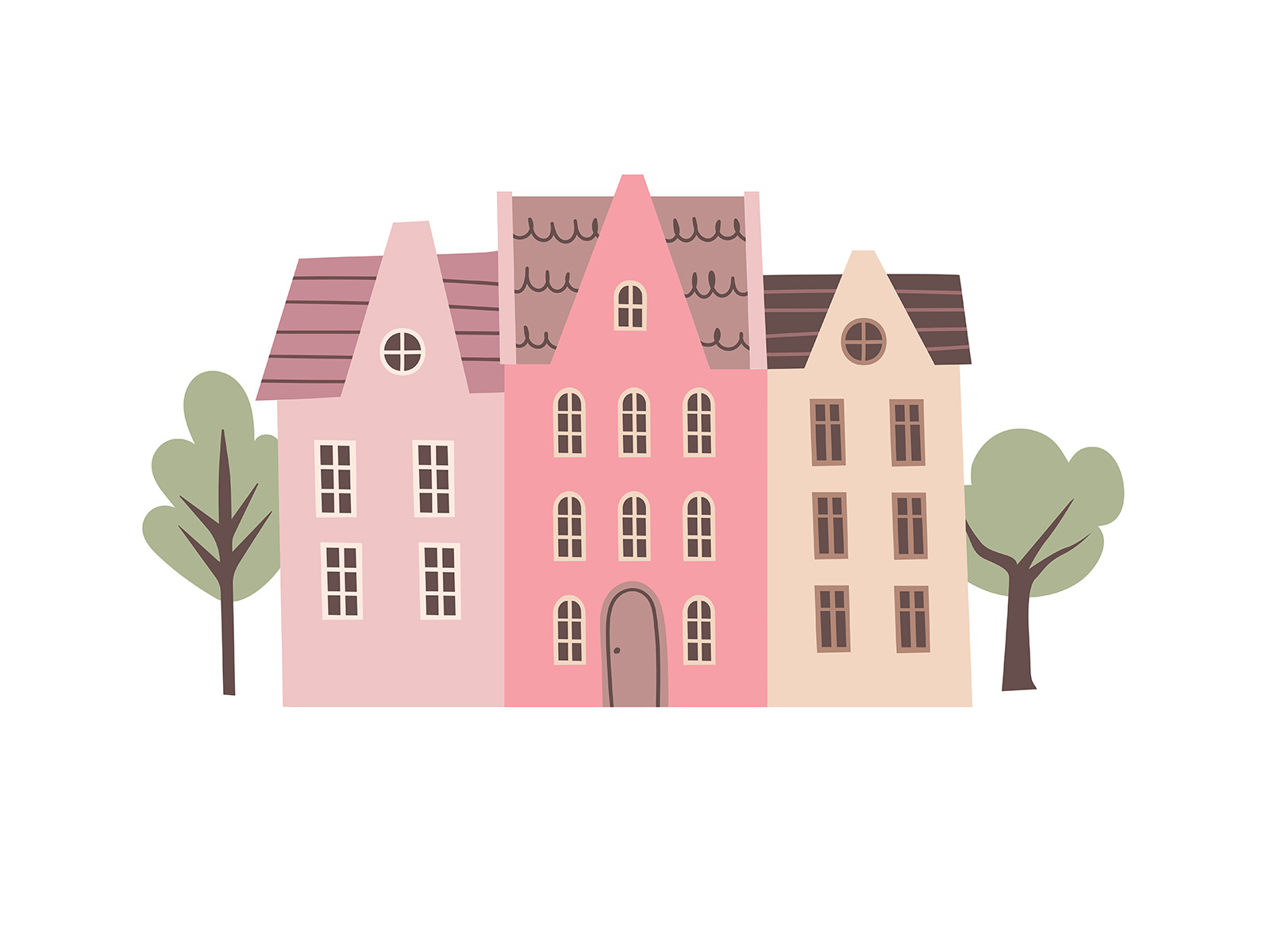 Cute houses, vector illustrations by Nadezhda Mikhailova on Dribbble