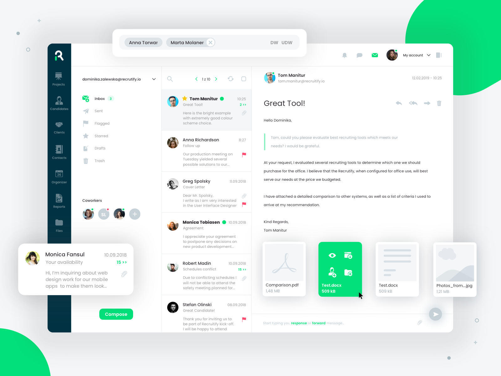 Email client dashboard by Lucas Swierad for Bondroy on Dribbble