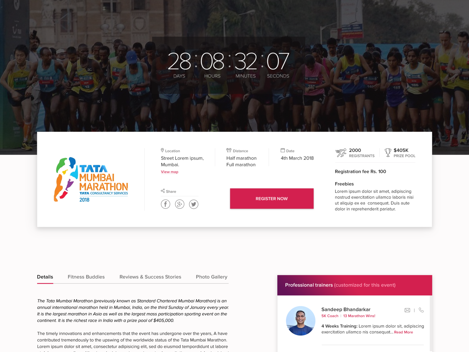 Marathon Registration by saha on Dribbble