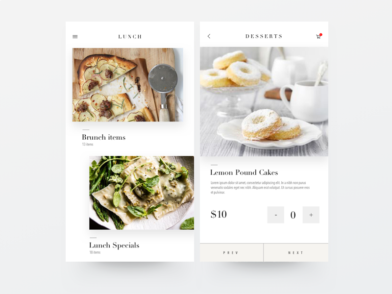 Food Menu App by Joyce Kim on Dribbble