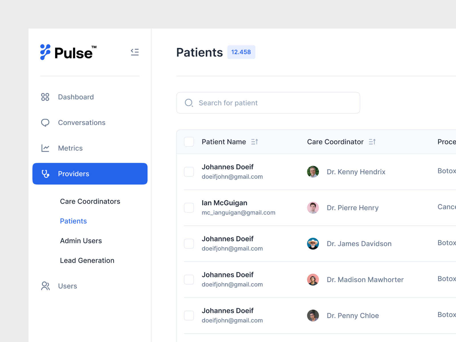Patient Platform Table Page by Batuhan on Dribbble
