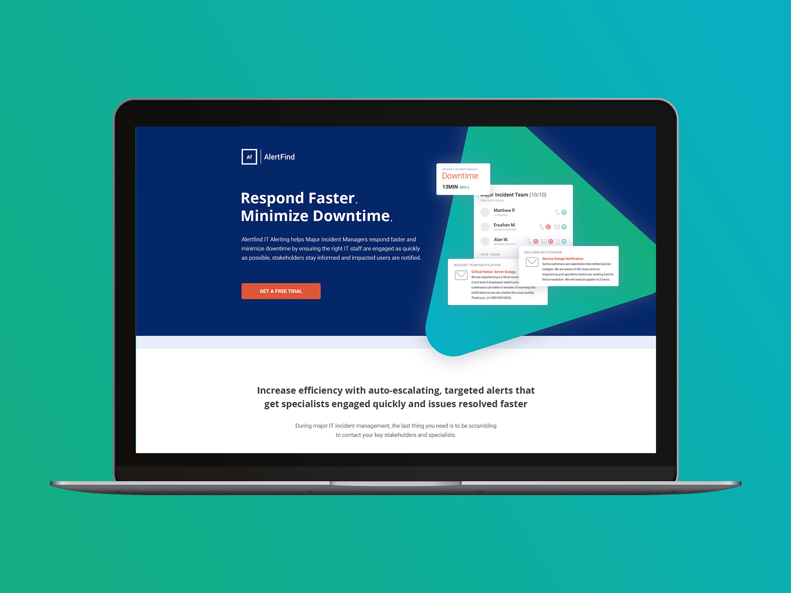 Landing Page Design - AlertFind IT Alerting by Eagle-Eye Media on Dribbble