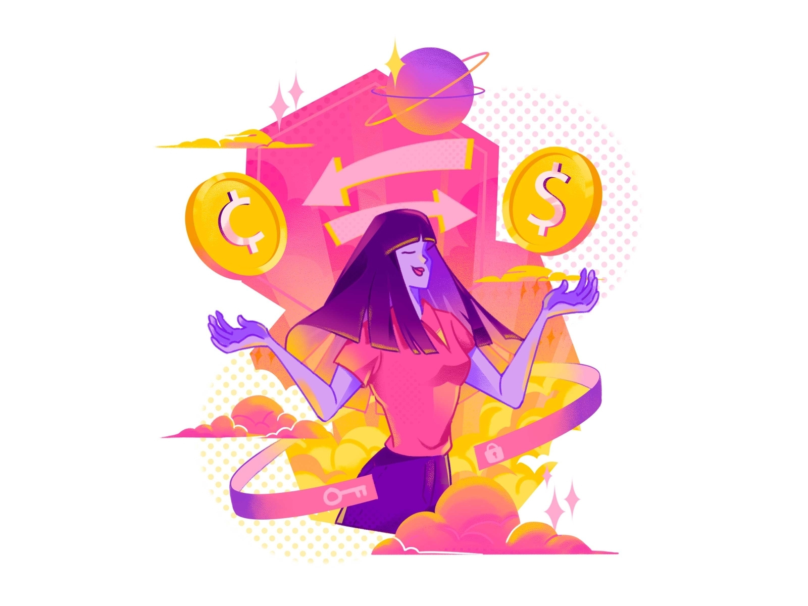 Crypto Currency Illustration by Alie for SLAB Design Studio on Dribbble