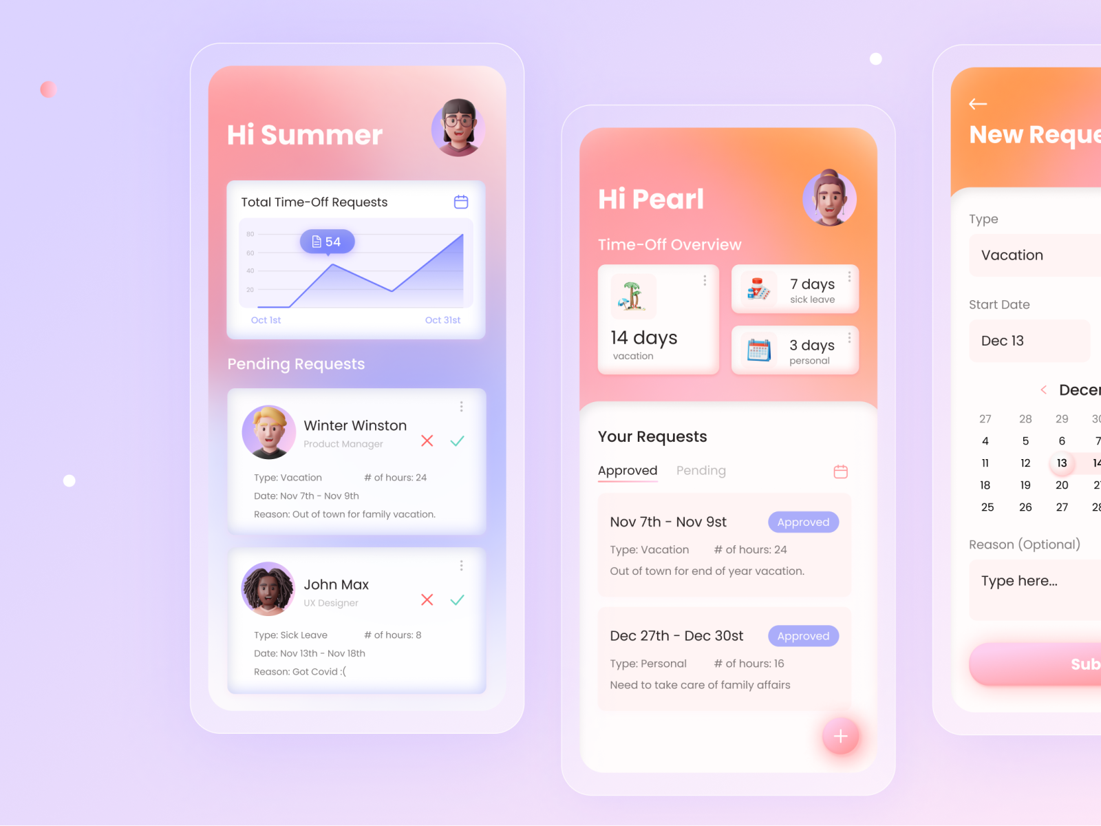Design Concept for Time Off App by Mento Design Academy on Dribbble