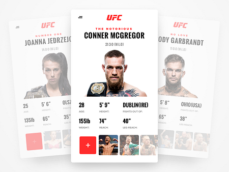 UFC app - Fighter Cards by Calvin Smith on Dribbble