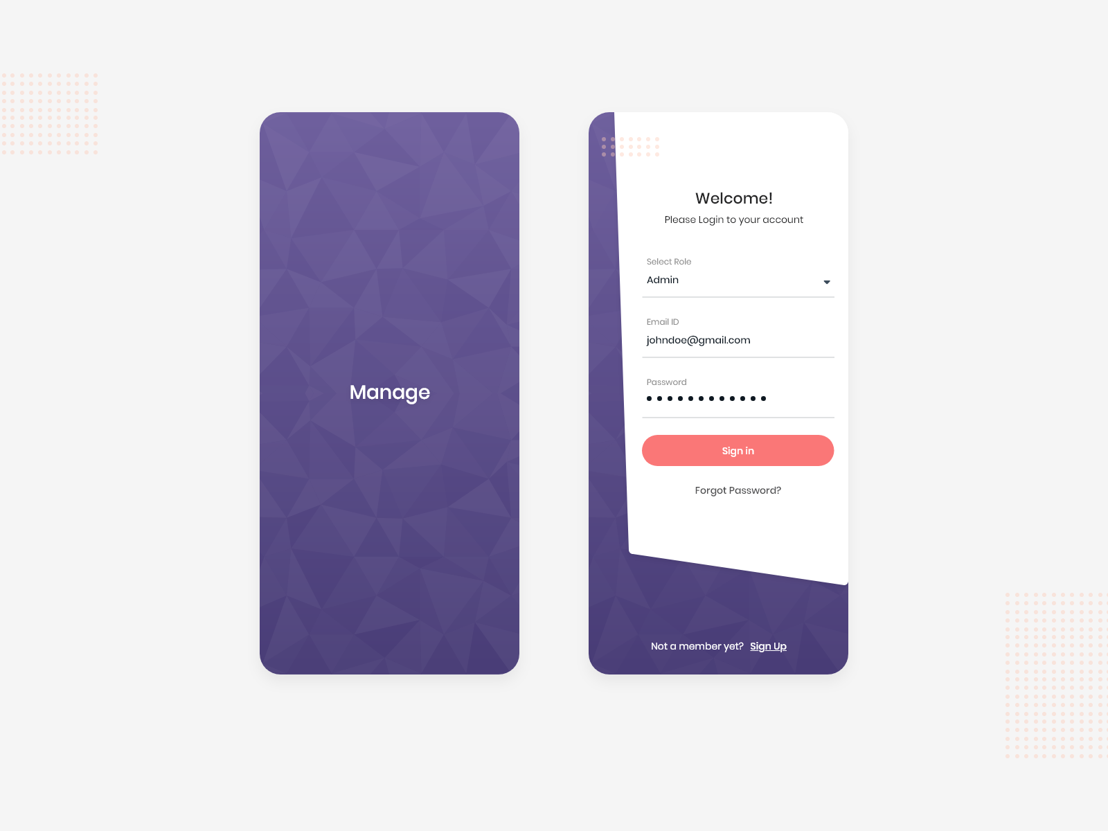 Splash-Login Screen by Urmi on Dribbble