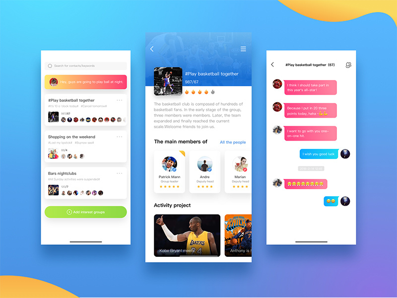 Social app interface design by Bill-Wang on Dribbble