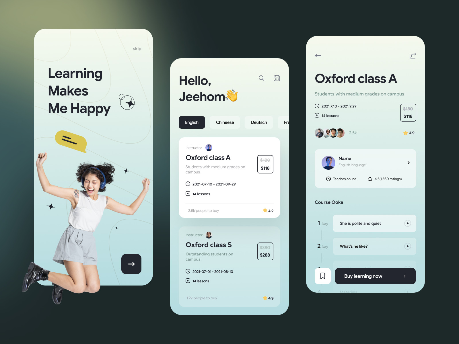 Online course application by Jim I Pop Mints on Dribbble