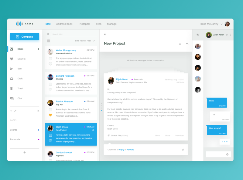 Mail App UI by Mo Bili on Dribbble