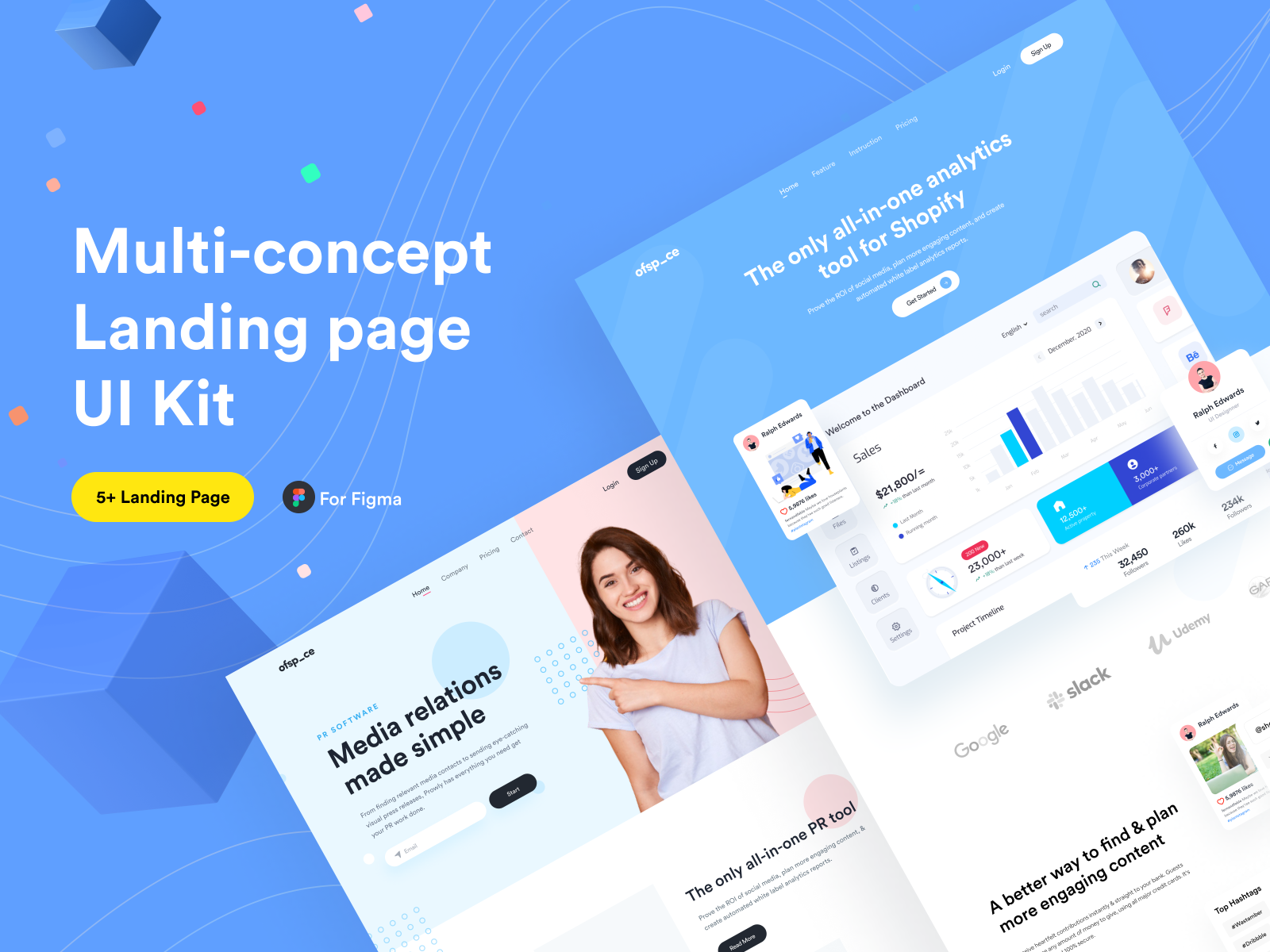 Multi-concept Landing page UI Kit by Ofspace on Dribbble