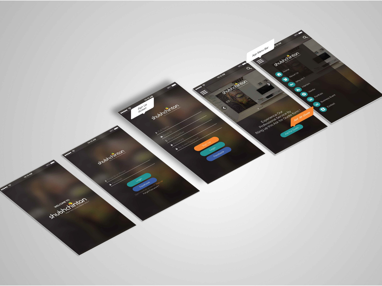 Interior Mobile App - UI Design by Rohit Bale on Dribbble