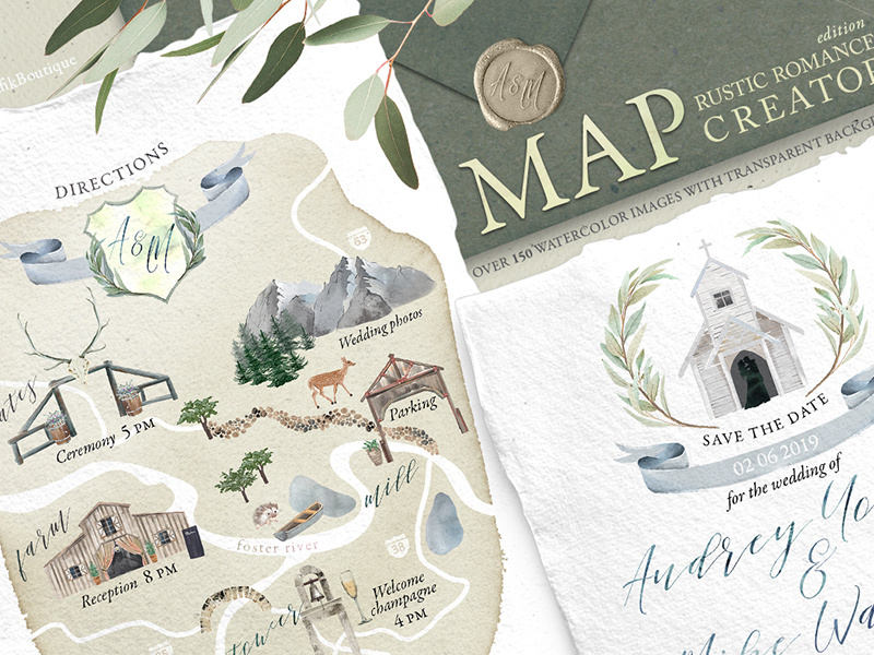 MAP creator. Rustic Romance by Hedera | GrafikBoutique on Dribbble