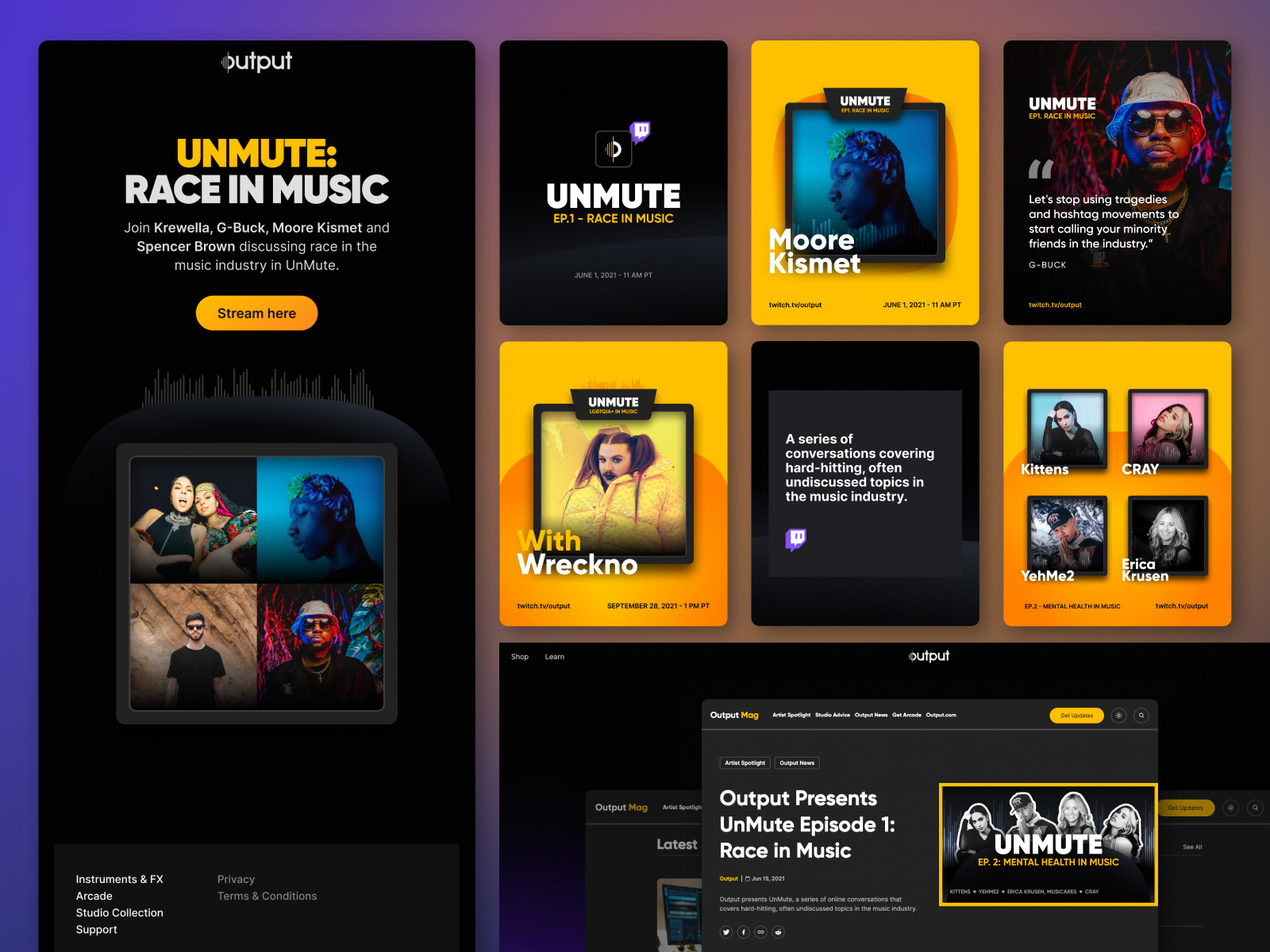 Output - "Unmute" video series - Branding by Jacob Hassett on Dribbble