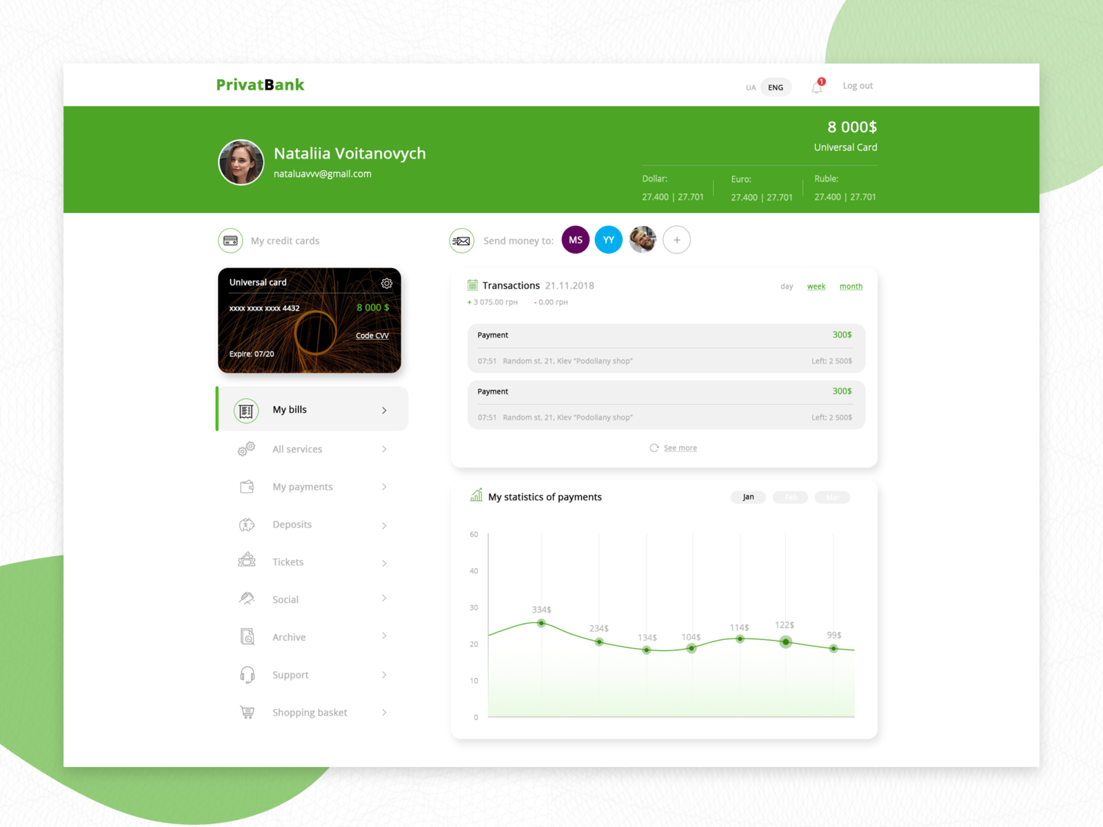 Privat Bank redesign by Natalie Voitanovych on Dribbble