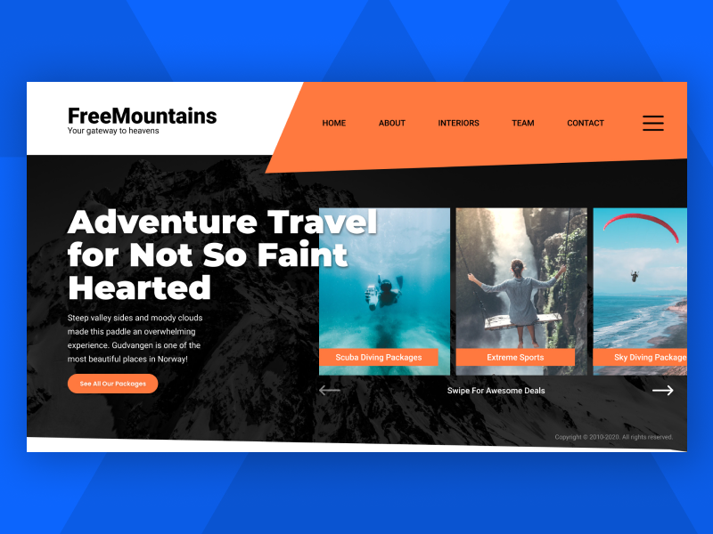 Adventure Travel Website Home Page by Akbar Shah on Dribbble
