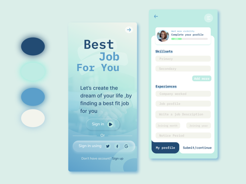 Job Hunting App UI Design by Komal Gupta on Dribbble