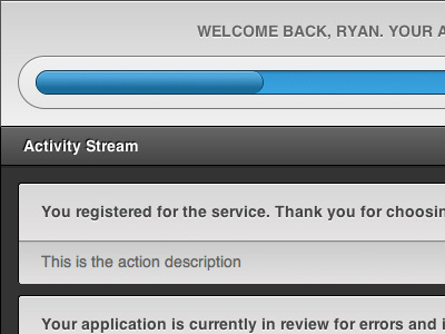 Progress Bar & Activity Stream by Ryan Glover on Dribbble