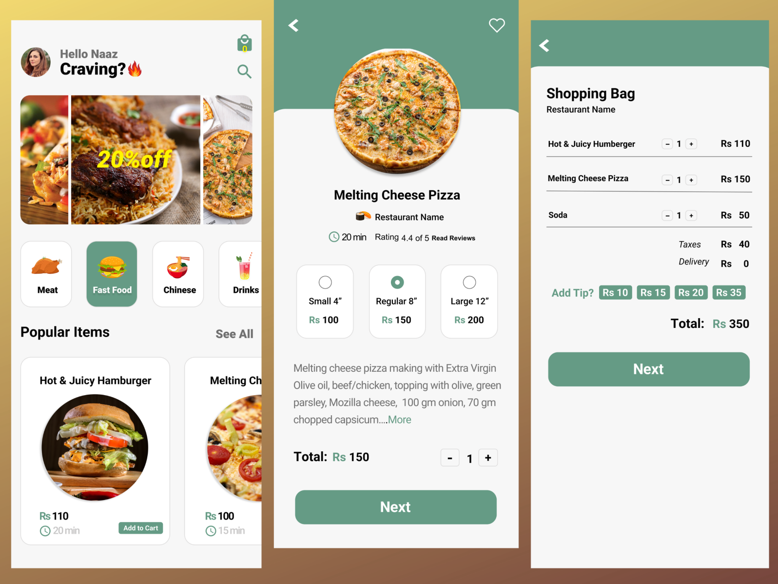 Food Delivery - Mobile App Design by Nazneen Parween on Dribbble