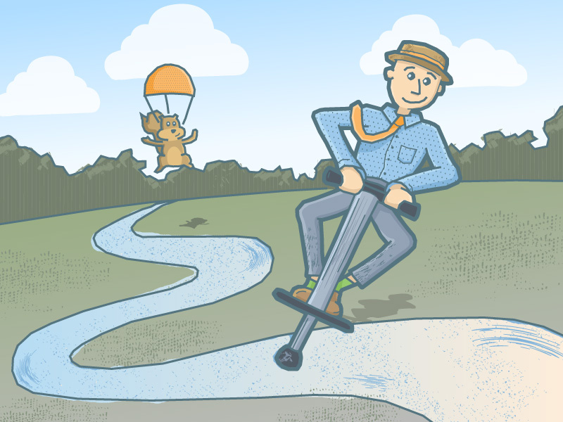 Pogo Sticking (with Parachuting Squirrel) by Stephen Carlson on Dribbble