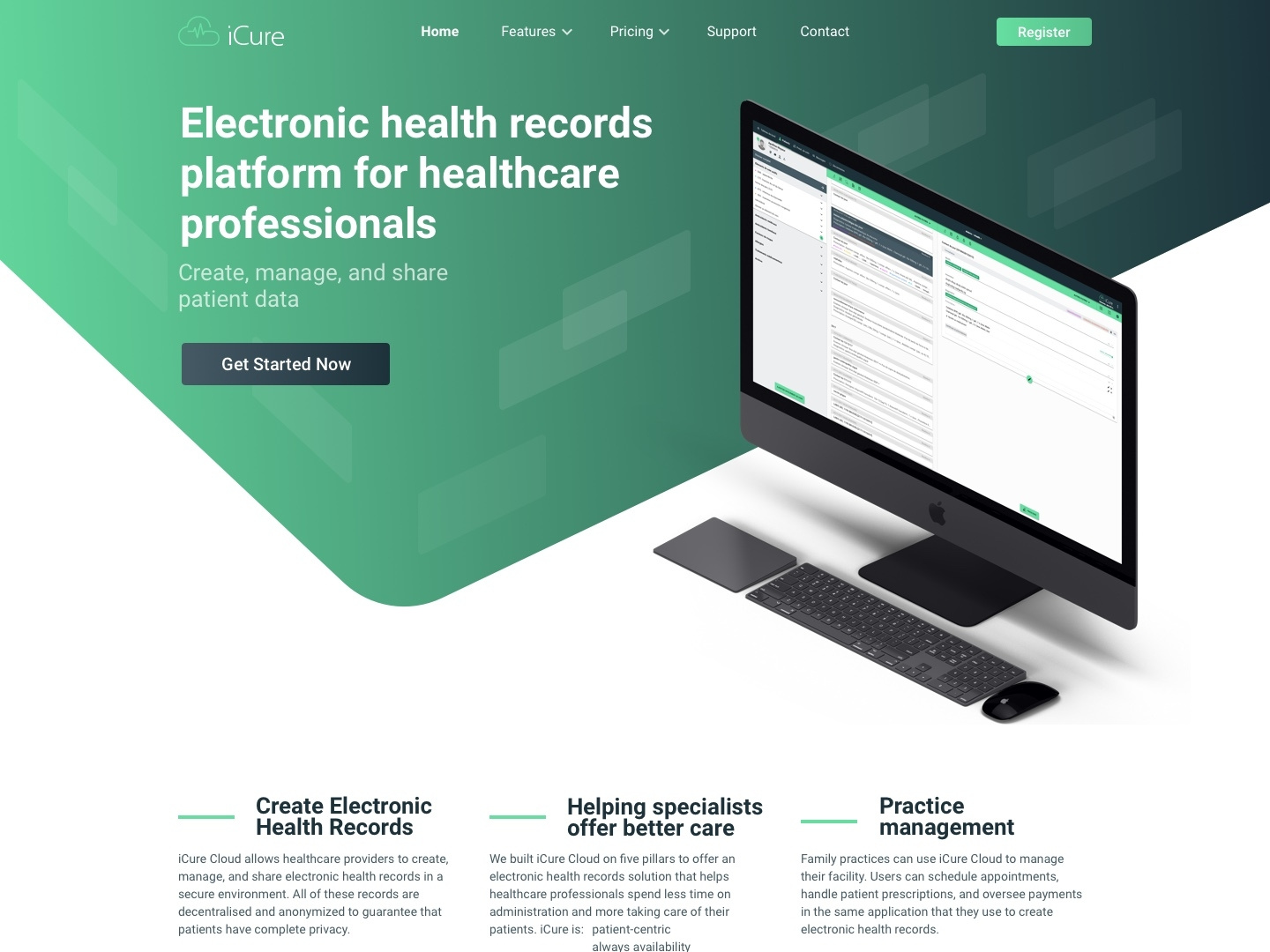 iCure Website by Adrien le Coärer on Dribbble