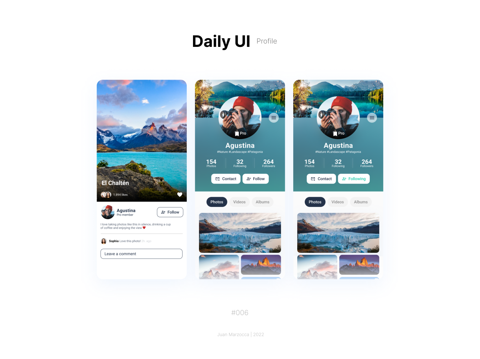 DailyUi 006 • Profile by Juan Francisco Marzocca on Dribbble