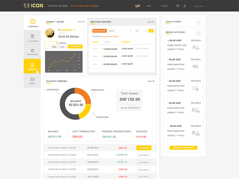 Dashboard ICON Bank by Abetare Gashi on Dribbble
