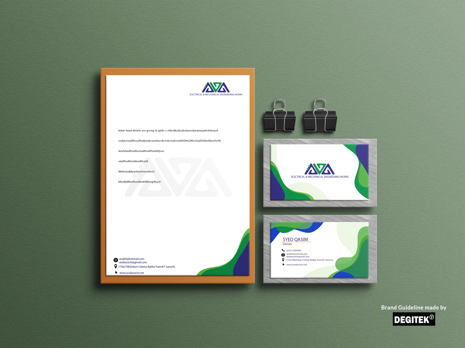 AVA ELECTRICAL & MECHANICAL ENGINEERING WORKS BRAND STATIONERY by ...