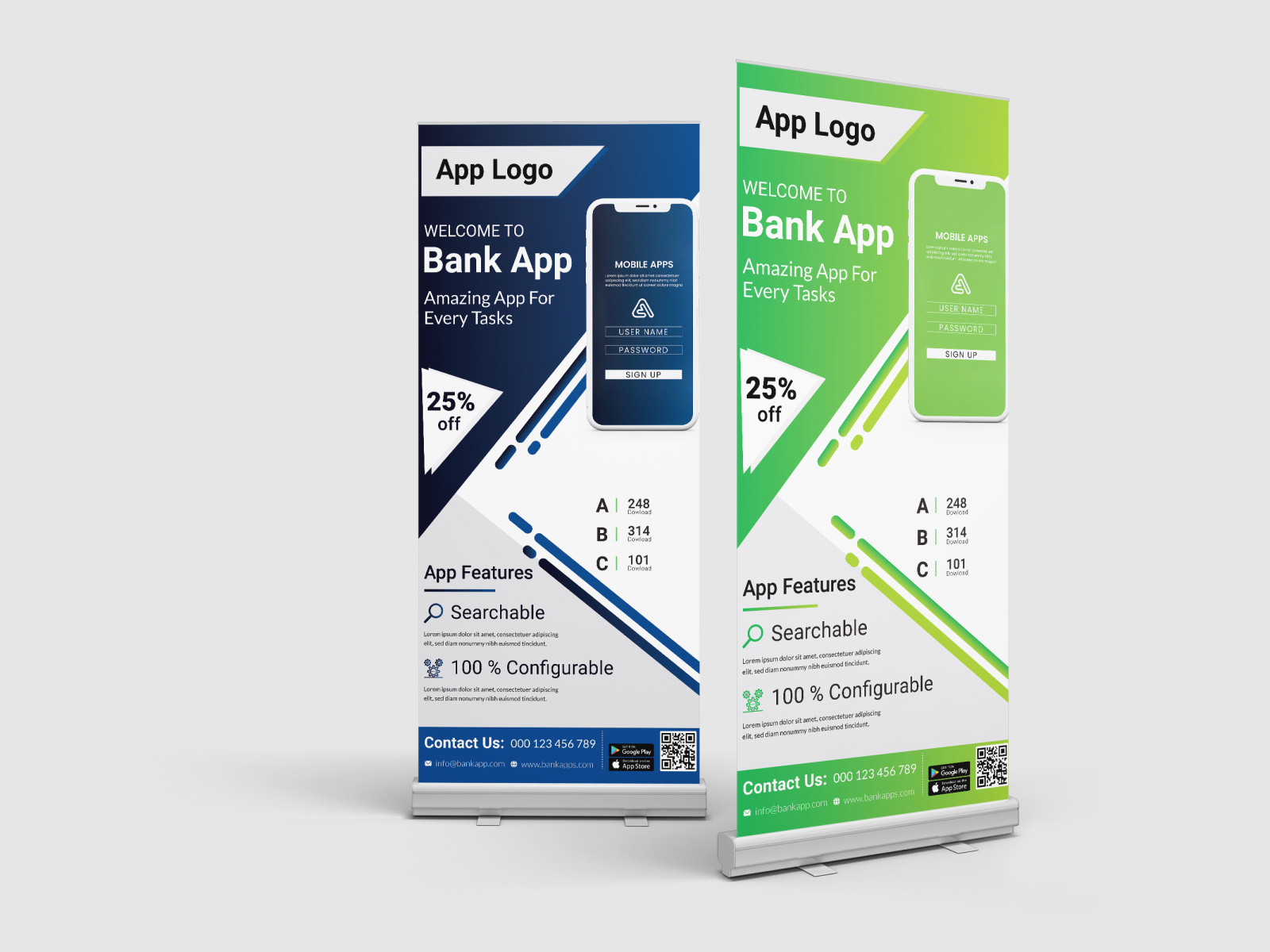 Mobile App Promotion Roll-Up Banner by Invato Design on Dribbble