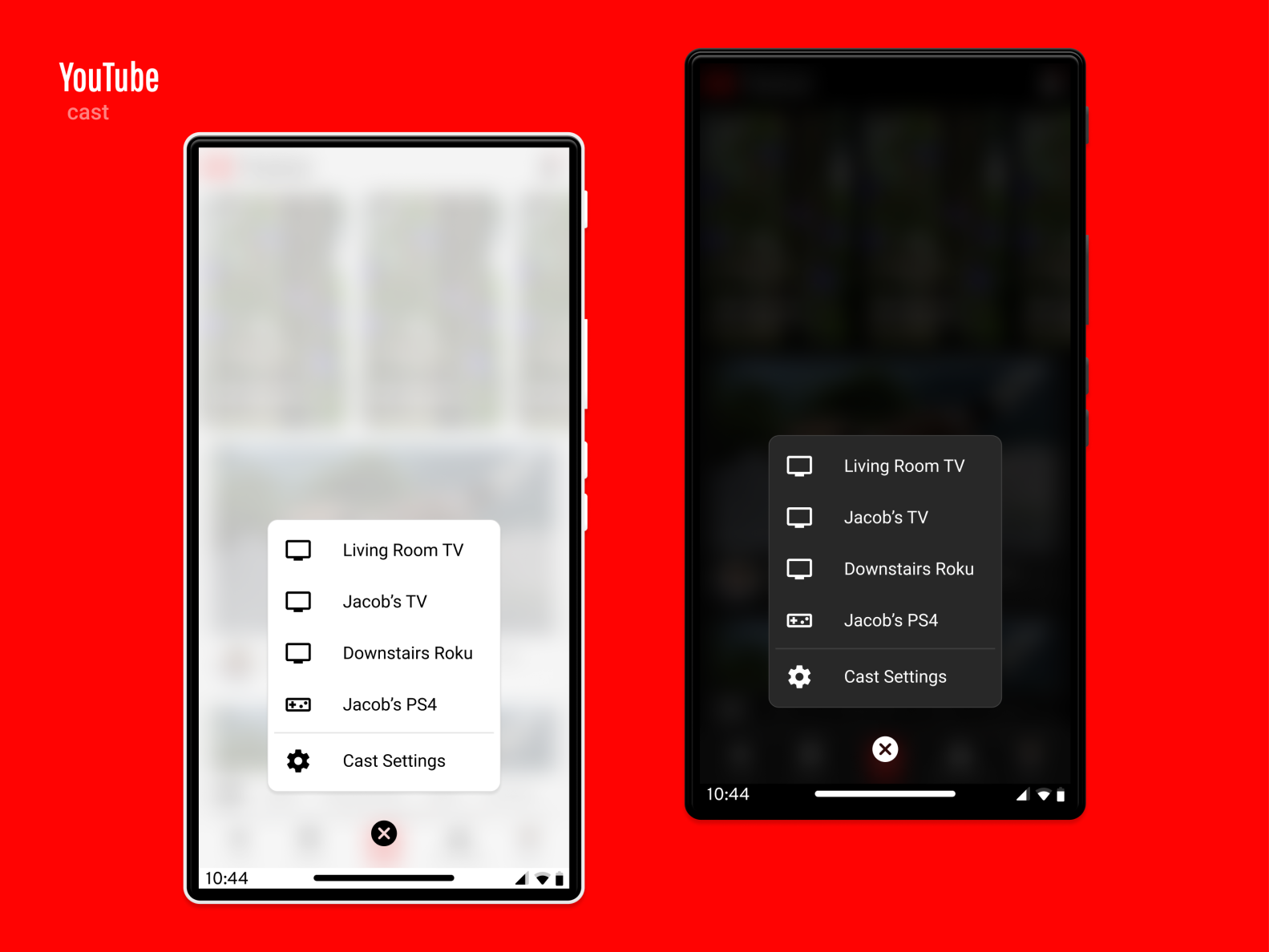 YouTube redesign: cast menu by Jacob Estep on Dribbble