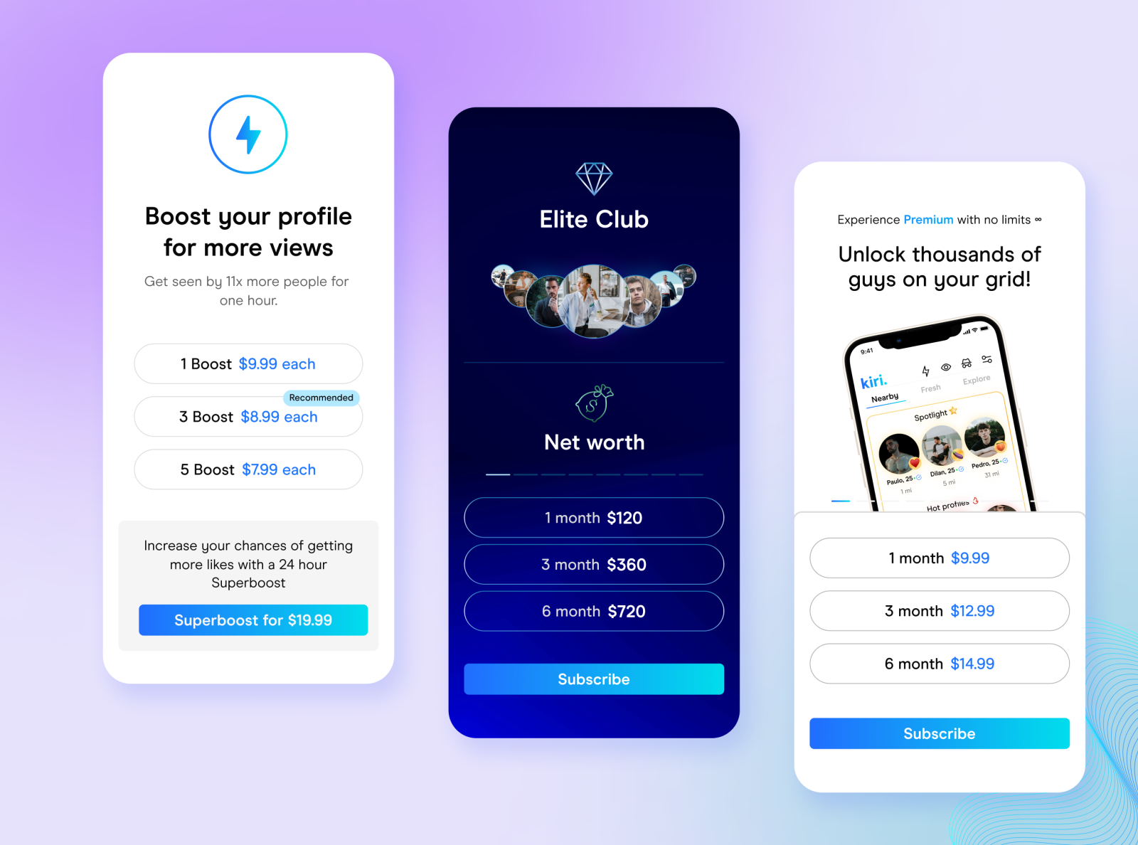 Dating app | Membership plans by Yaryna for Quality Geek on Dribbble