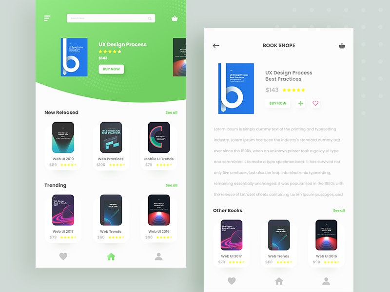 BOOKS SHOP APP UI by Mayur Ghoghari on Dribbble