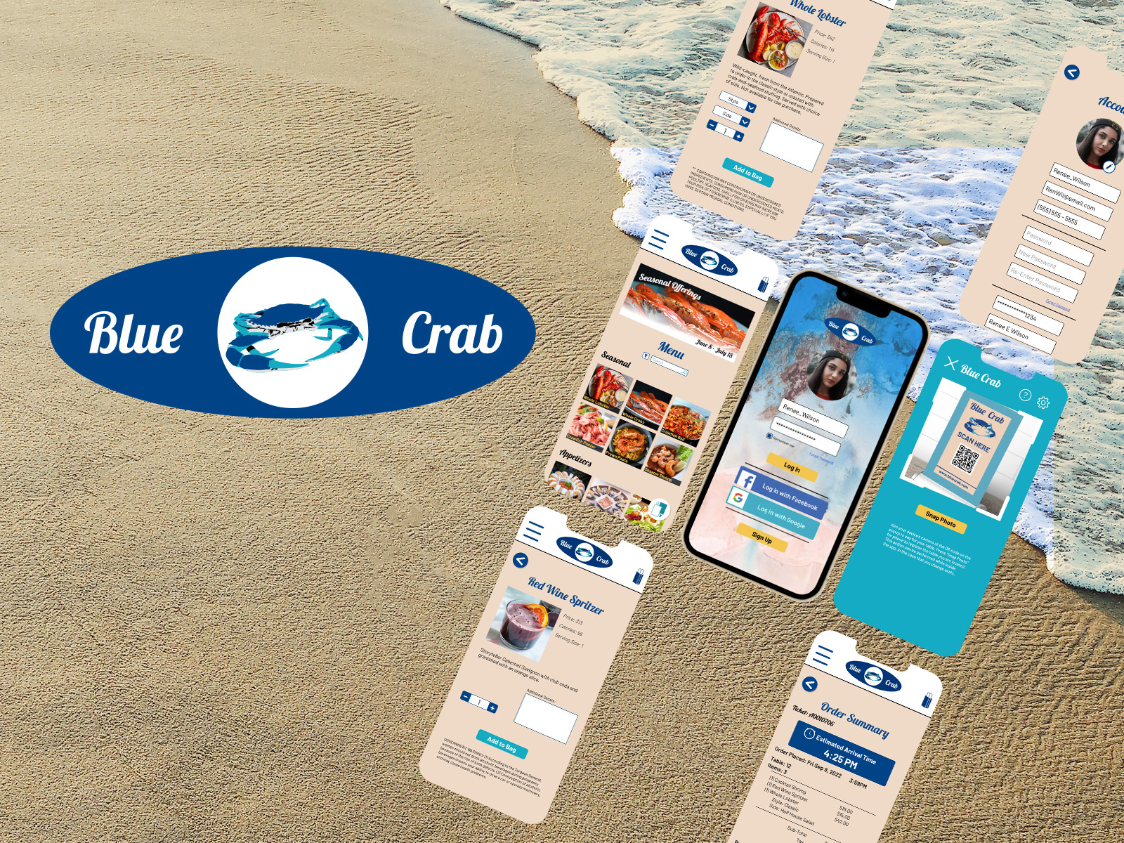 Blue Crab - Menu Application by Jon Malinowski on Dribbble