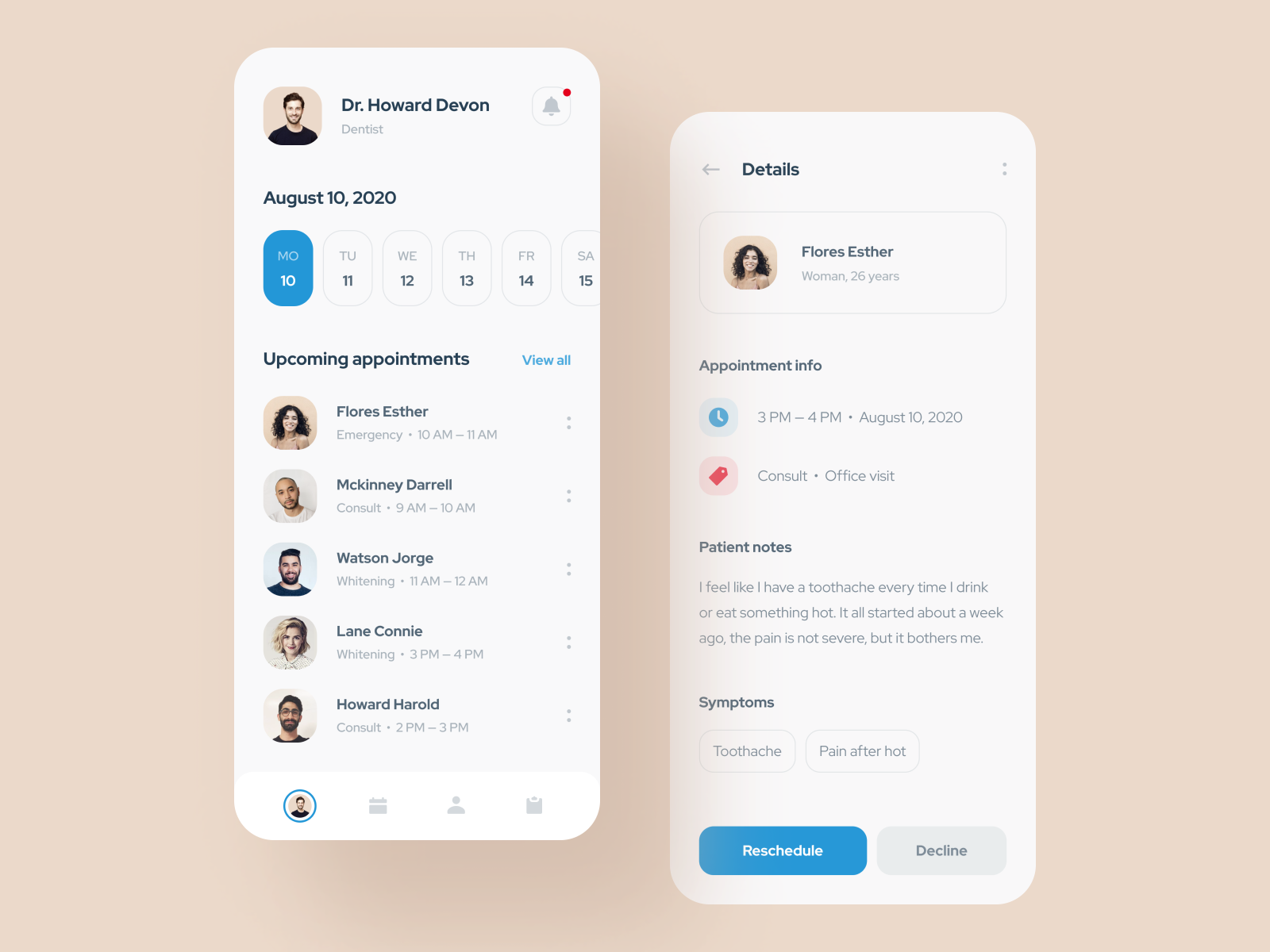 Mobile app for the dentist by Julia for TechWings on Dribbble