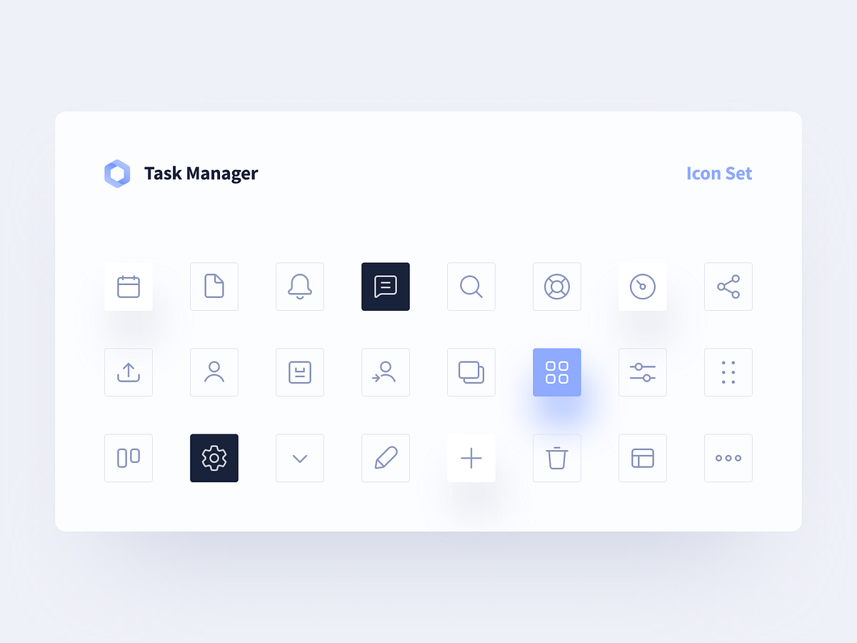 Icon set for Task Management Tool by Julia for TechWings on Dribbble