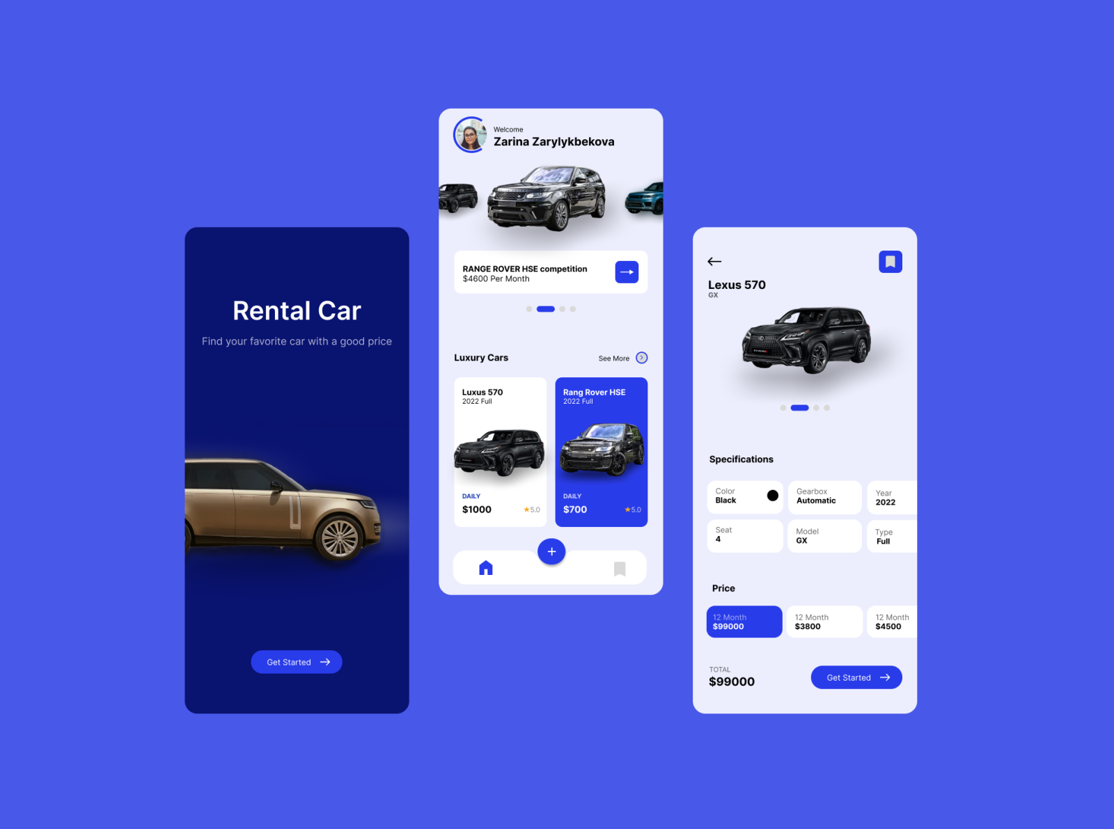Car Rental App by Zarina on Dribbble