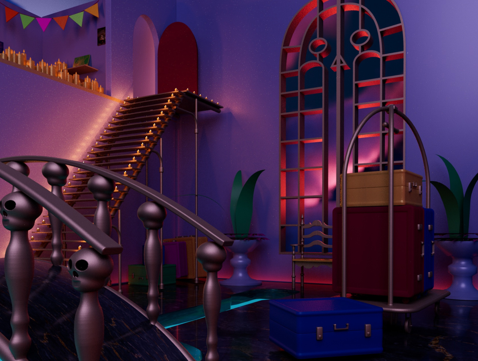 A hotel from the Pixar movie Coco 3d close scene 2 by Juliet Faldin on Dribbble