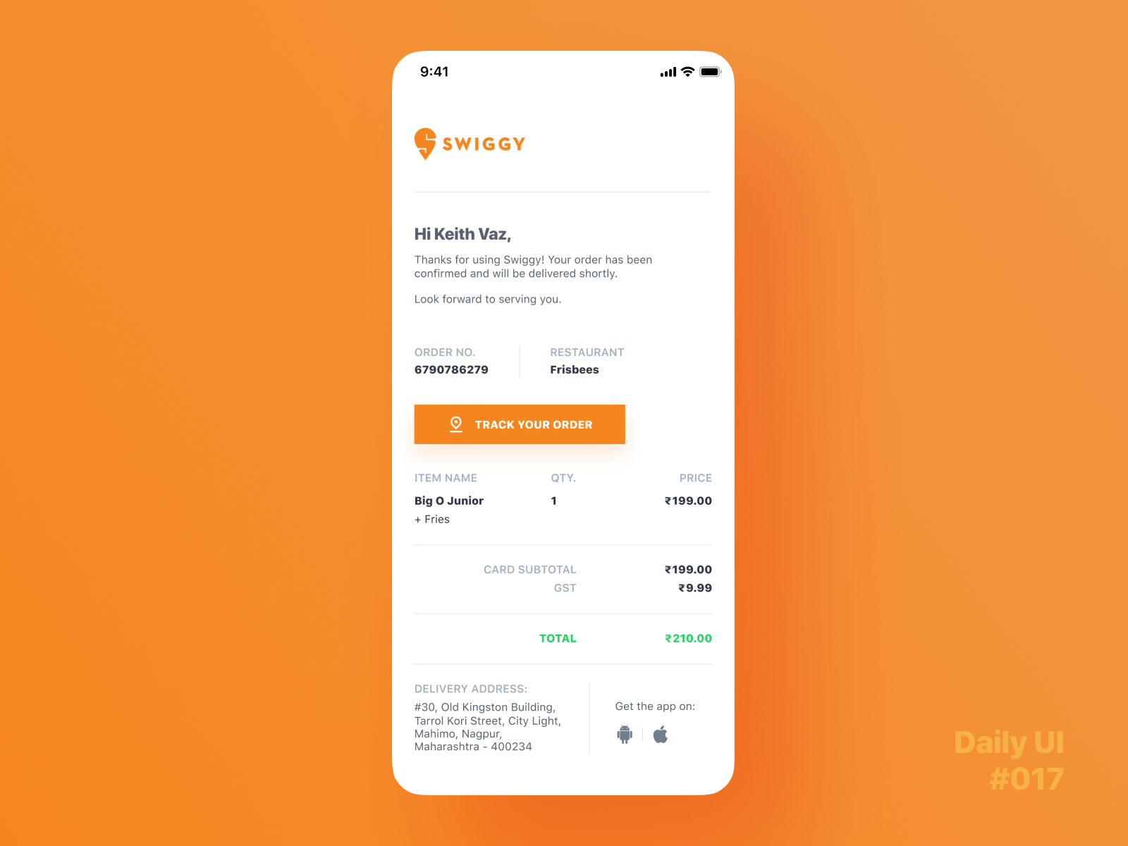 Daily UI Challenge #017 - Email Receipt by Keith Vaz on Dribbble