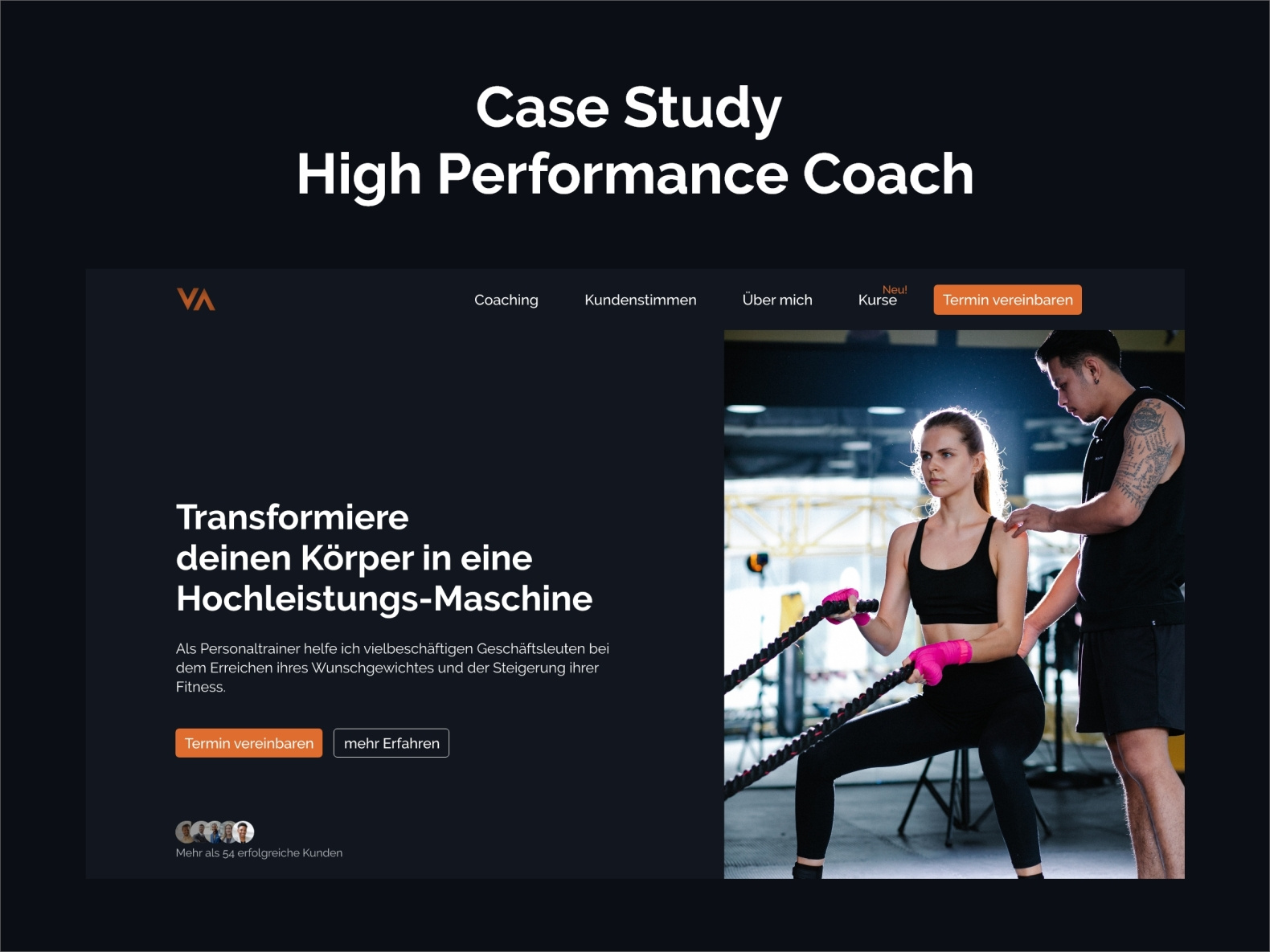 Hero Section, Case Study, High Performance Coach by Fiete Schopp on Dribbble