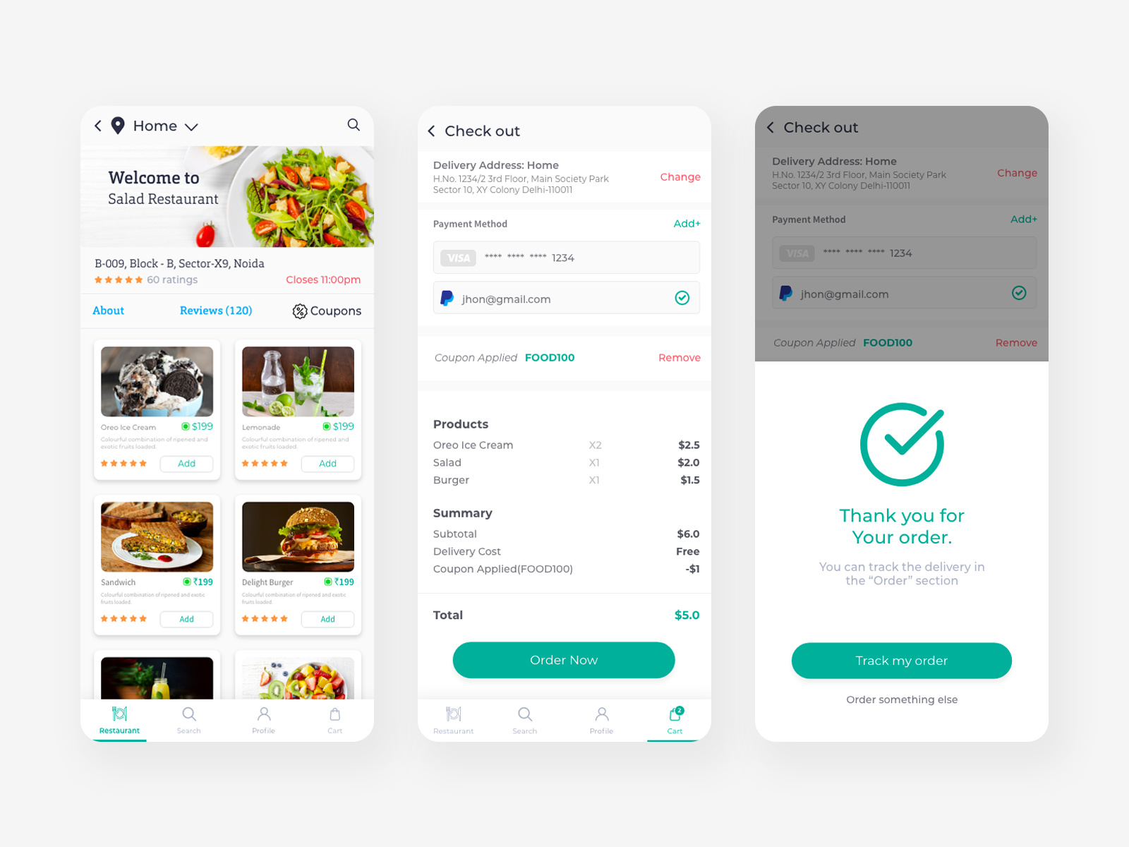 Food App UI Design by Pintoo Bhagat on Dribbble