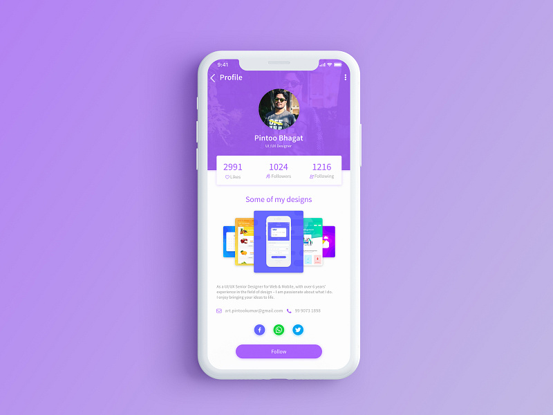User Profile Interface #006 by Pintoo Bhagat on Dribbble